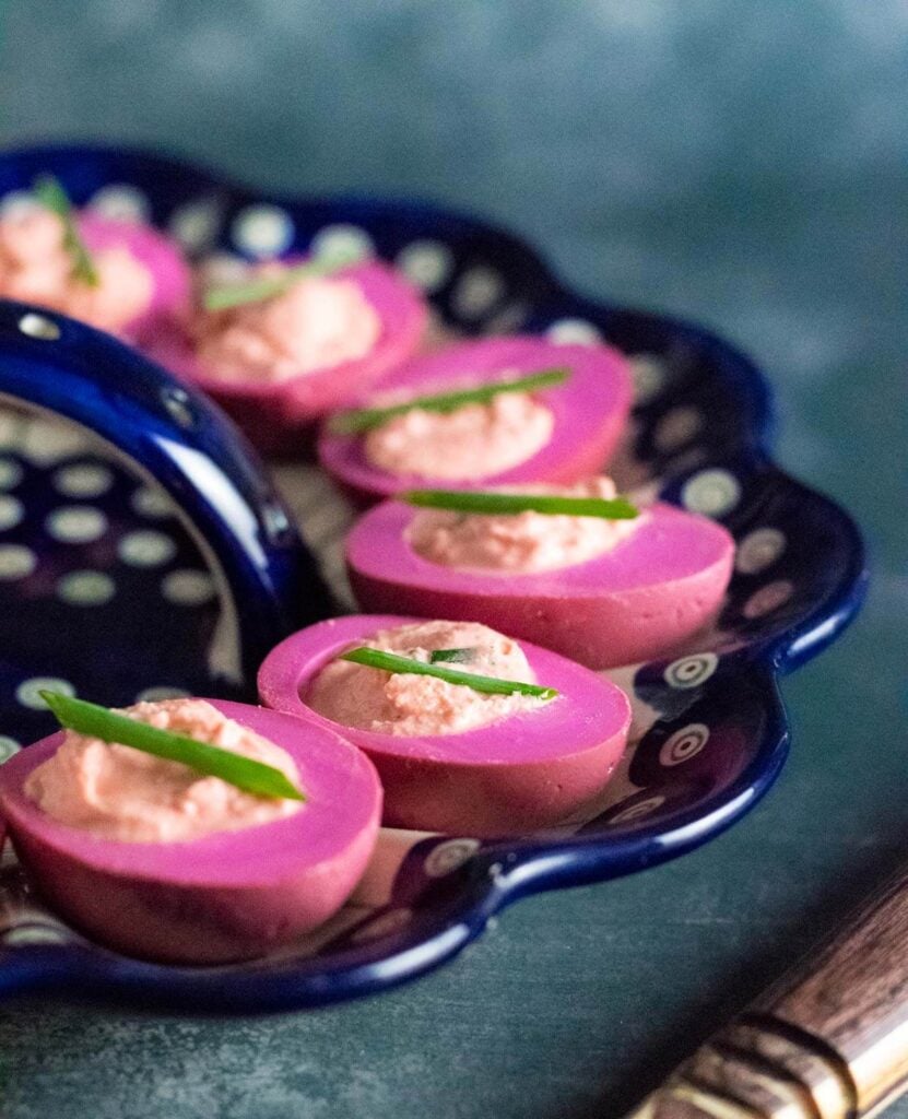 Beet Pickled Deviled Eggs - Fox Valley Foodie