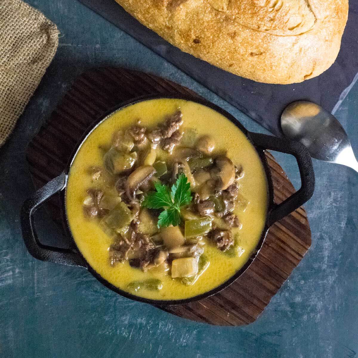 Philly Cheesesteak Soup - Fox Valley Foodie